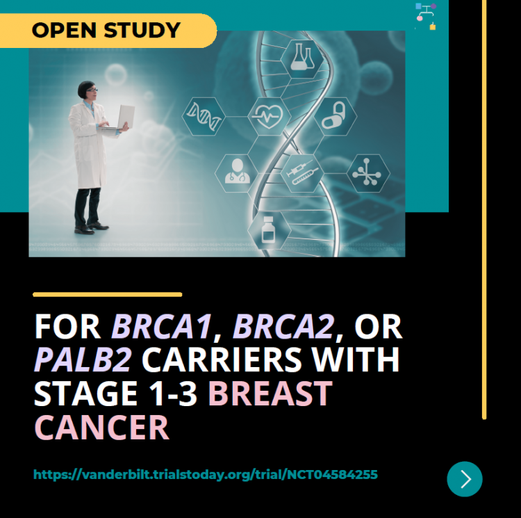 ICARE Social Media Post April 2023 New study for BRCA1, BRCA2 , or PALB2 carriers with stage 1-3 ...